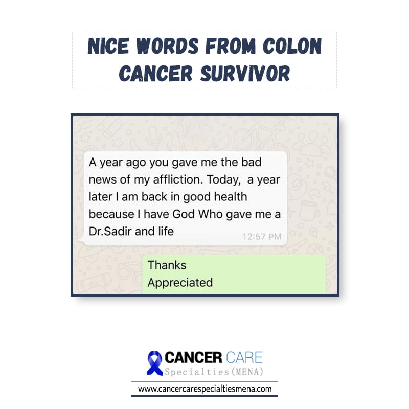 Nice words from Colon cancer survivor | Cancer Care Center UAE