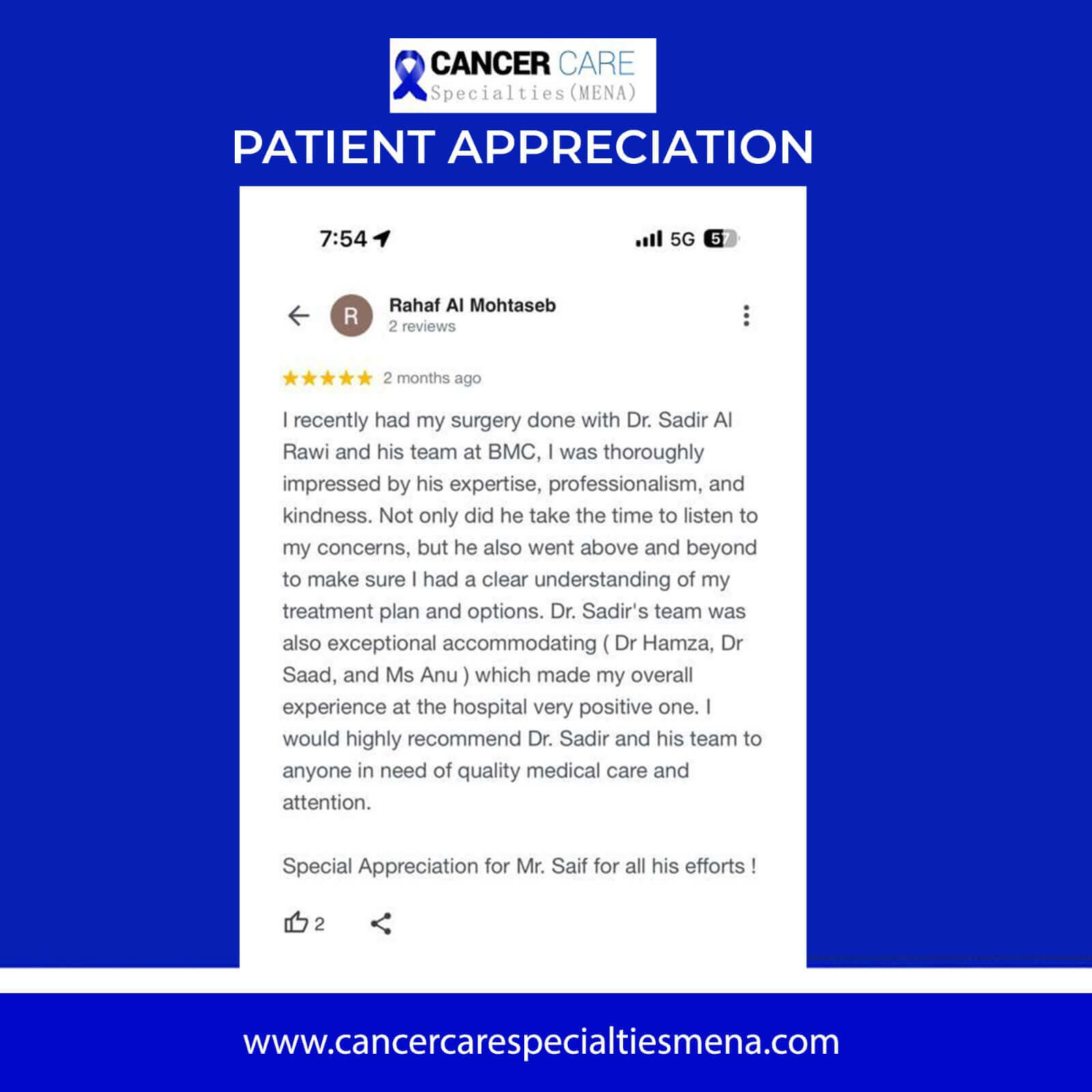 Patient Appreciation | Cancer Care Center UAE